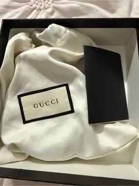 Gucci | Accessories | Gucci Cream And Black Logo Dust Bag In Gift Box ...